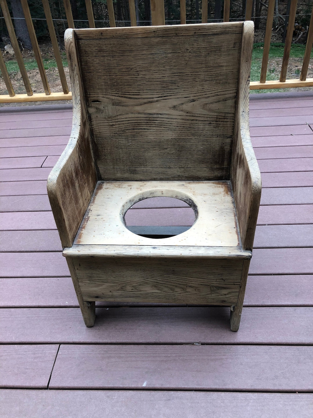 AUTHENTIC ANTIQUE Oaken Throne/ Commode 1800's Unique/ Well Crafted and ...