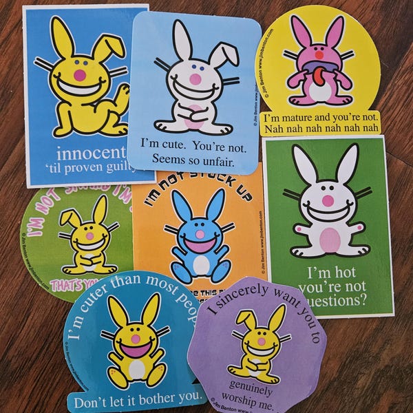 Happy Bunny Stickers - Etsy