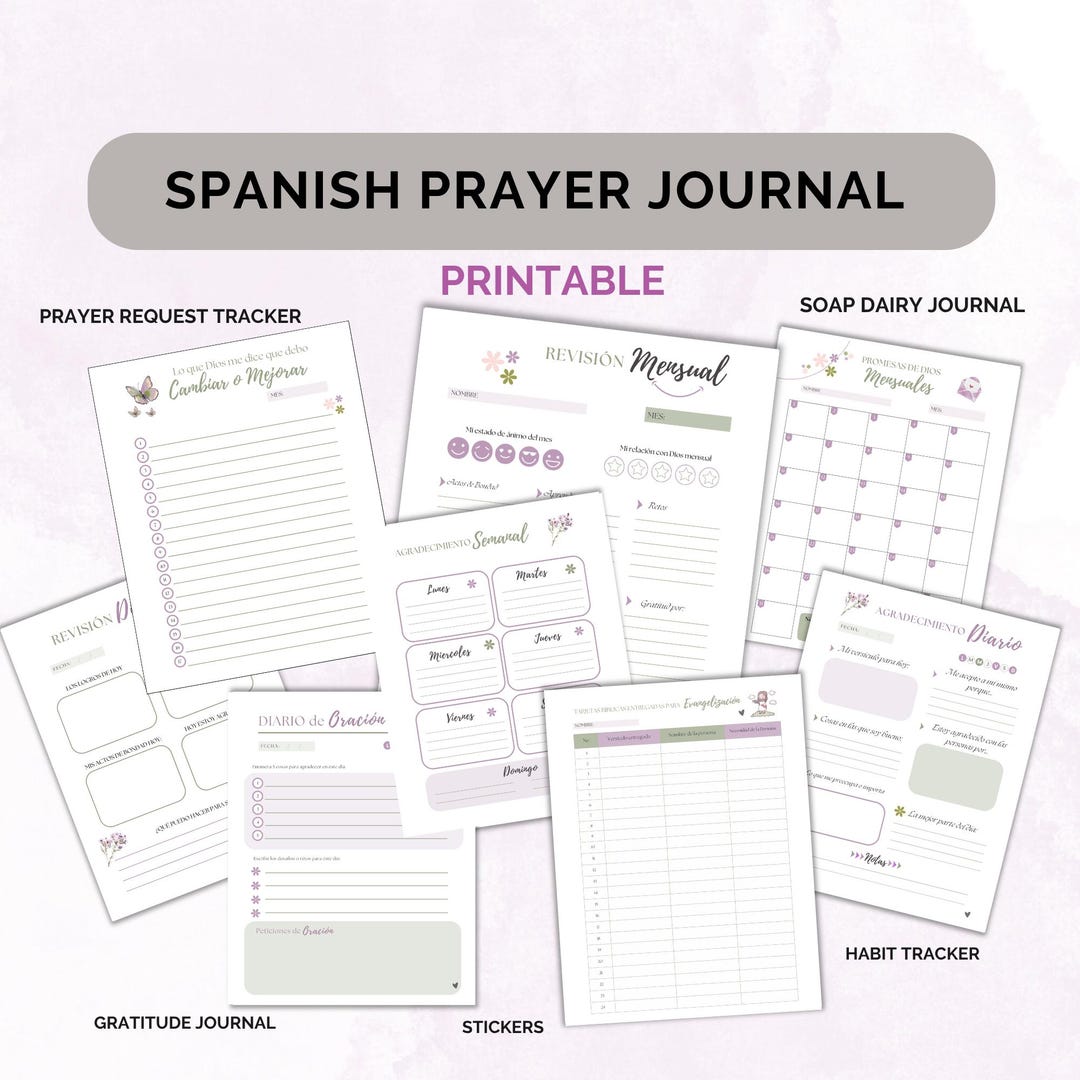 SPANISH Printable Daily Prayer Journal, Boho Bible Journal, Faithful ...