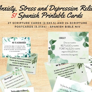 Spanish Scripture Cards Printable Anxiety and Fear Reliever, NIV Bible ...