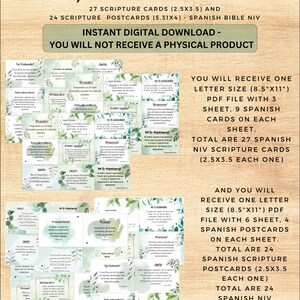 Spanish Scripture Cards Printable Anxiety and Fear Reliever, NIV Bible ...