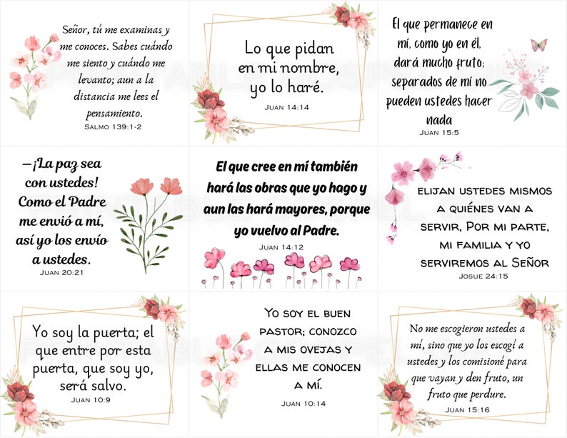 24 SPANISH Scripture Cards, Woman Card, Printable, Encouragement Bible ...