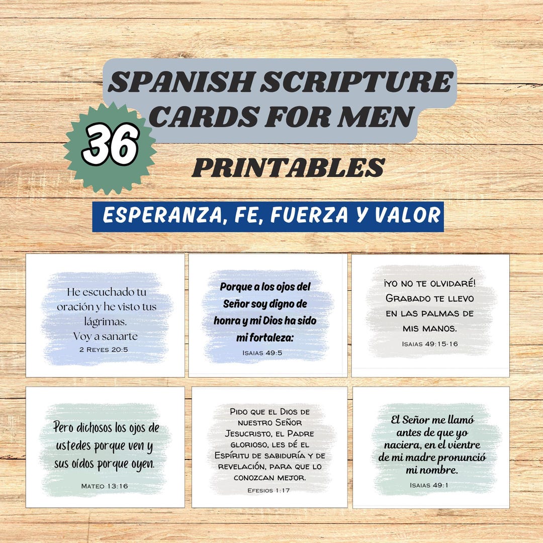 Printable Spanish Bible Verses for Father, Christian Men Scripture ...