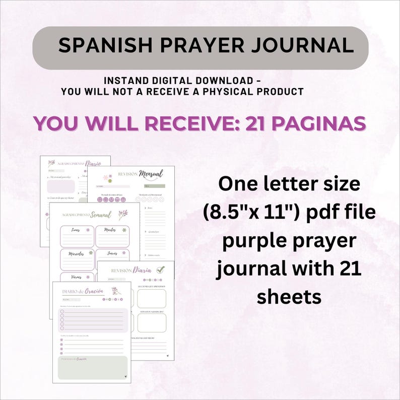 SPANISH Printable Daily Prayer Journal, Boho Bible Journal, Faithful ...