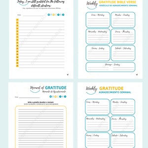 Gratitude Journal Printable in Spanish and English, Gratitude Worksheet ...