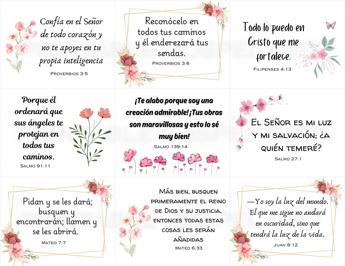 24 SPANISH Scripture Cards, Woman Card, Printable, Encouragement Bible ...