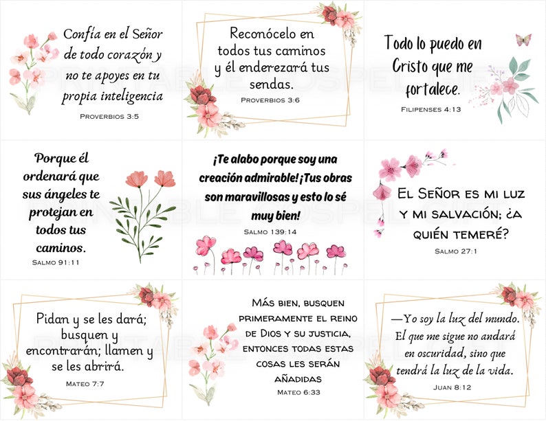 24 SPANISH Scripture Cards, Woman Card, Printable, Encouragement Bible ...