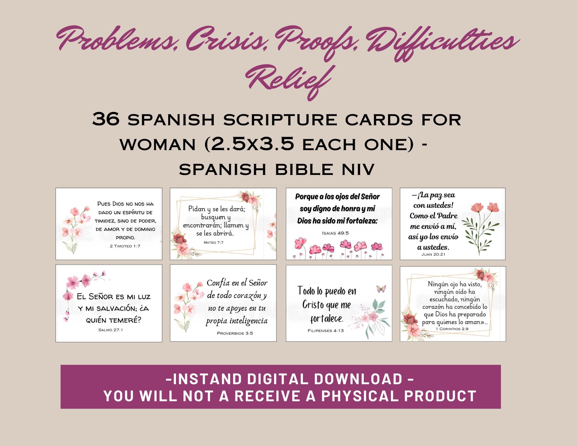 36 SPANISH Scripture Cards for Woman Printable, Encouragement Bible ...