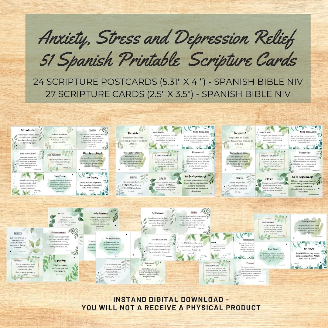 Spanish Scripture Cards Printable for Anxiety & Stress Relief - NIV ...