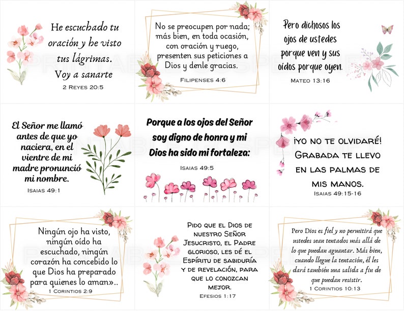 24 SPANISH Scripture Cards, Woman Card, Printable, Encouragement Bible ...