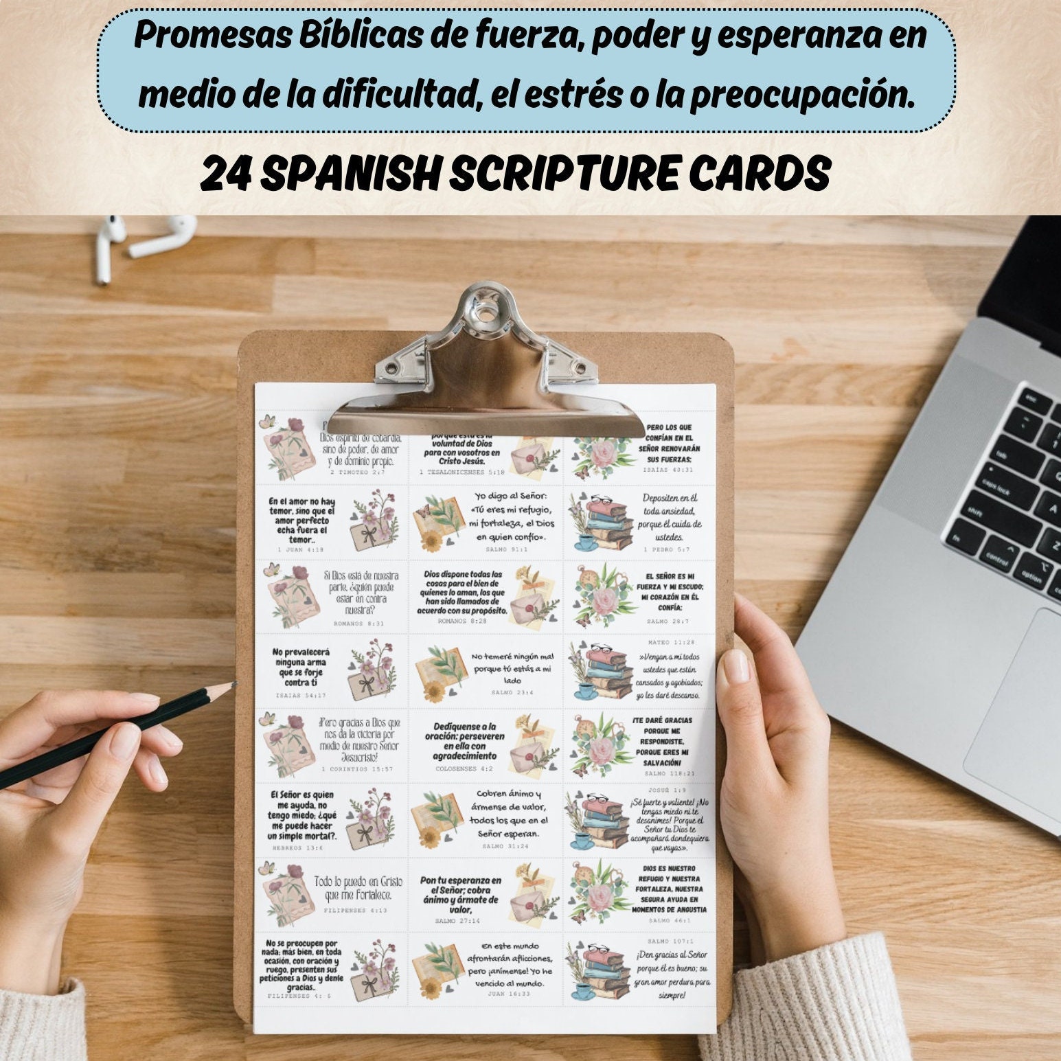 24 SPANISH Scripture Cards, Woman Card, Printable, Encouragement Bible ...