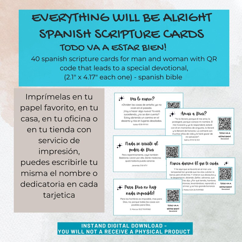 Printable Spanish Bible Verse Cards With QR Code for Devotional ...