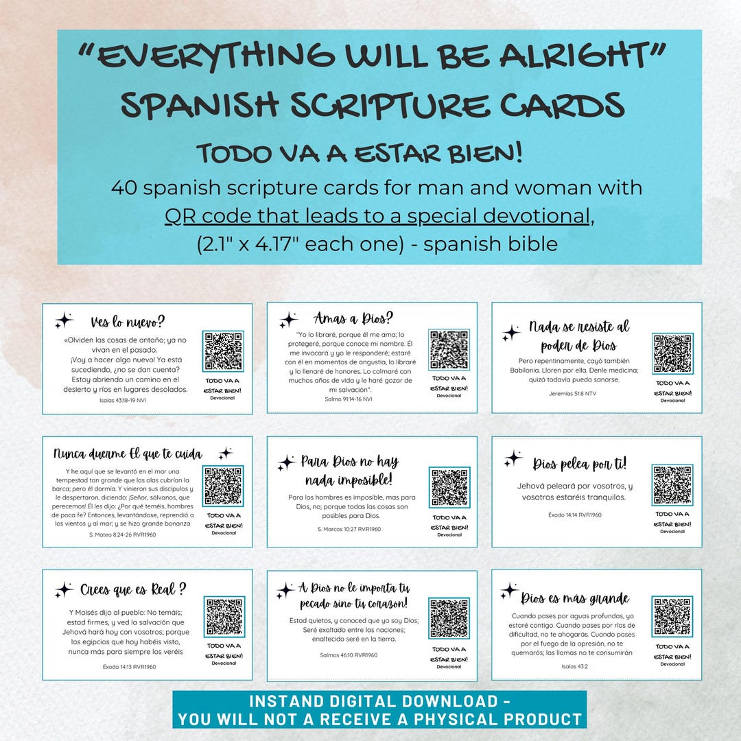 Printable Spanish Bible Verse Cards With QR Code for Devotional ...