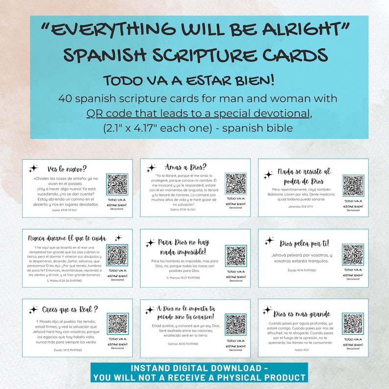 Printable Spanish Bible Verse Cards With QR Code for Devotional ...