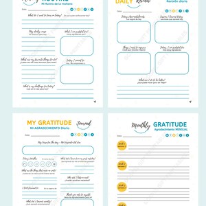 Gratitude Journal Printable in Spanish and English, Gratitude Worksheet ...