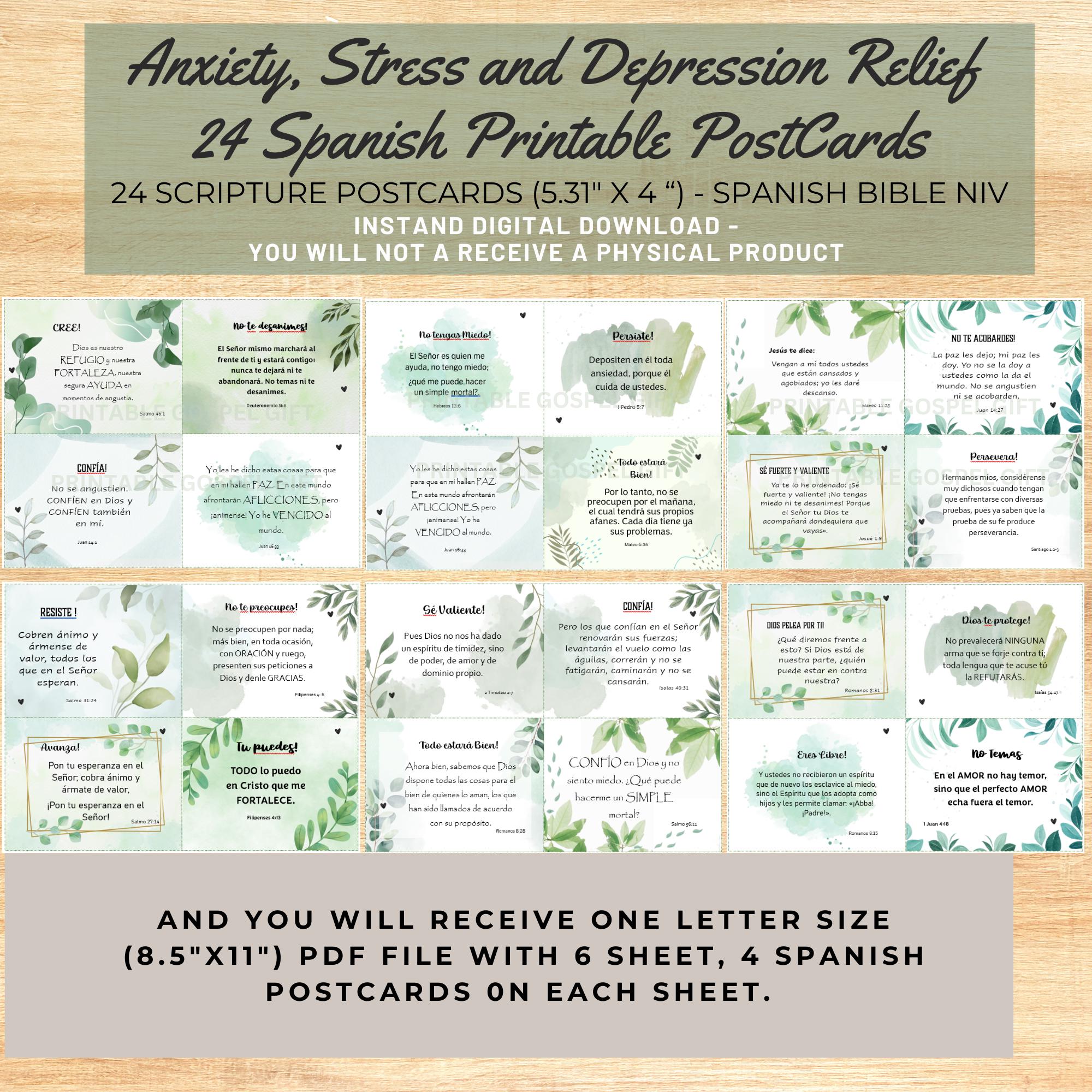 Spanish Scripture Cards Printable for Anxiety & Stress Relief - NIV ...
