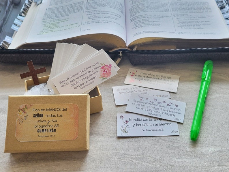 60 Bilingual Scripture Cards Box, Prayer Cards, Encouragement Bible ...