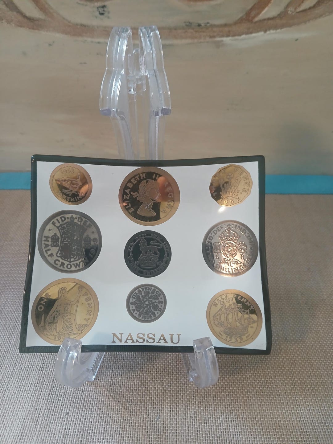 Vintage Glass Nassau Coin Ashtray Candy Dish Coin Dish Trinket Dish ...
