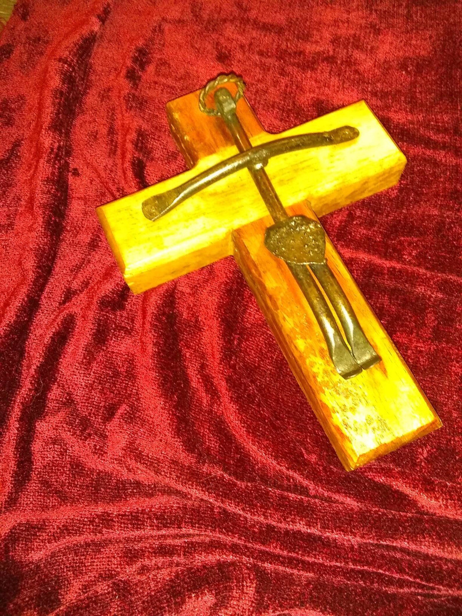 Thick Wood and Metal Tool Folk Art Cross Crucifix of Jesus | Etsy
