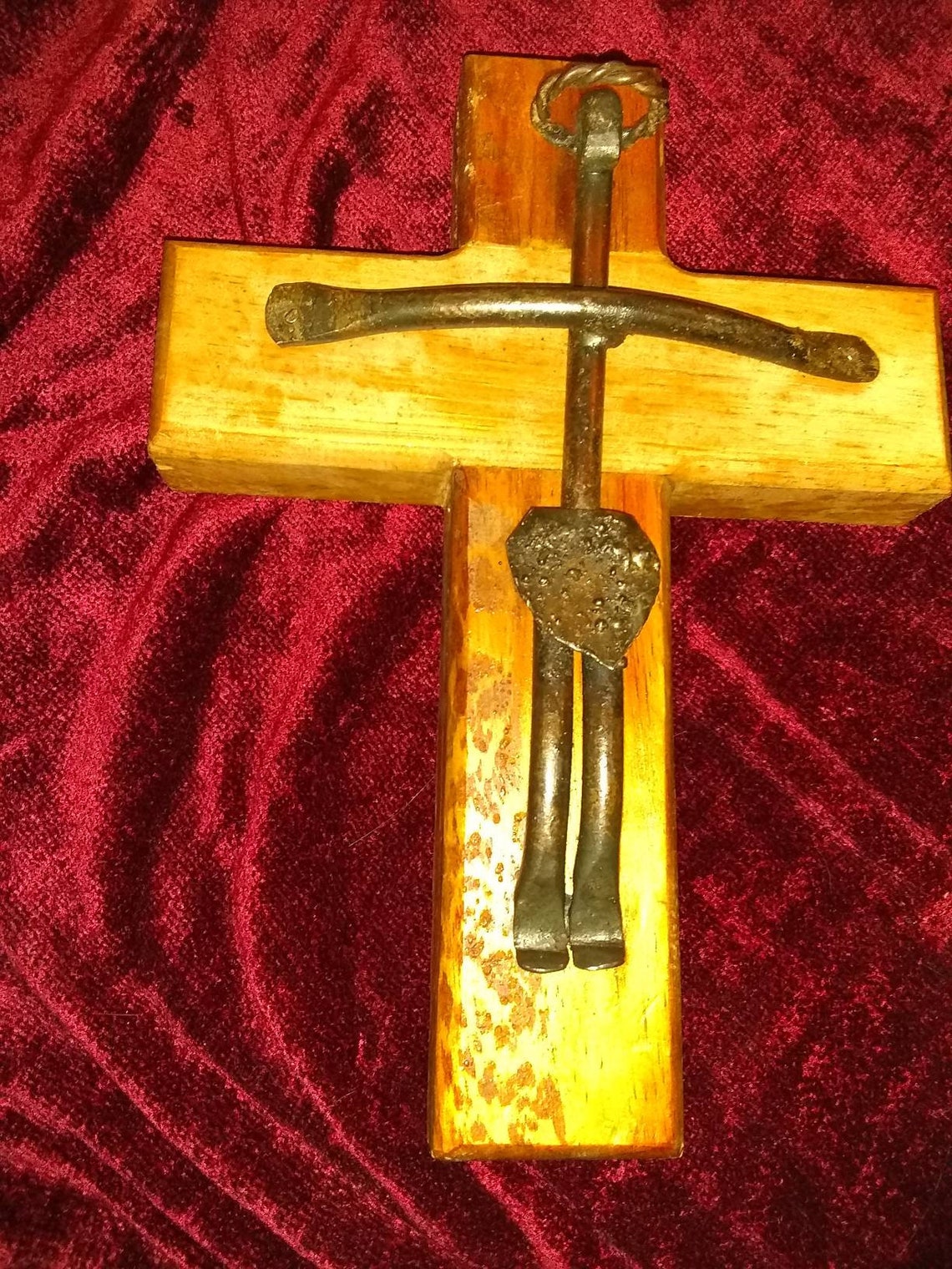 Thick Wood and Metal Tool Folk Art Cross Crucifix of Jesus | Etsy