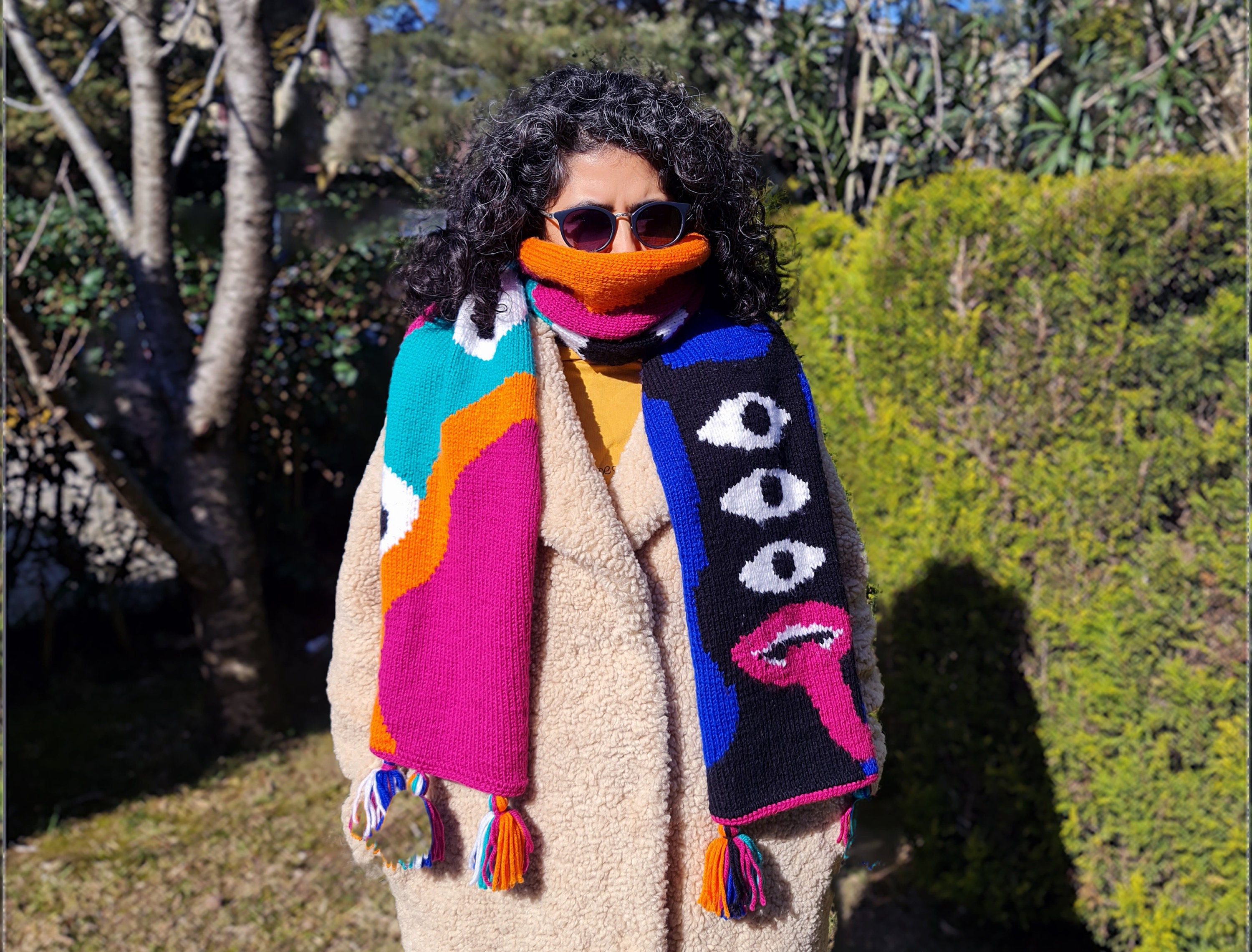 Hand Knit Scarf Unique Design Alien - Etsy