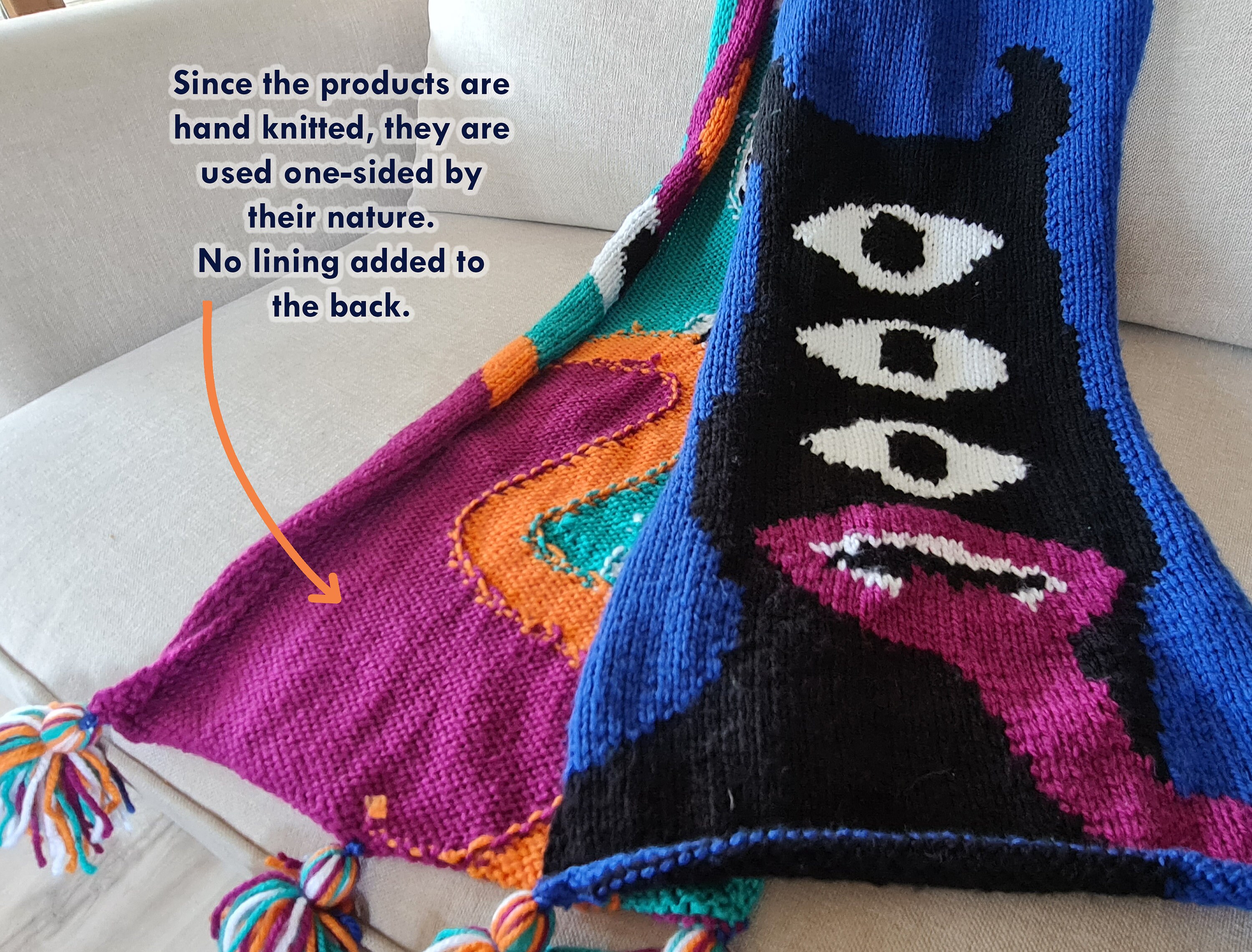 Hand Knit Scarf Unique Design Alien - Etsy