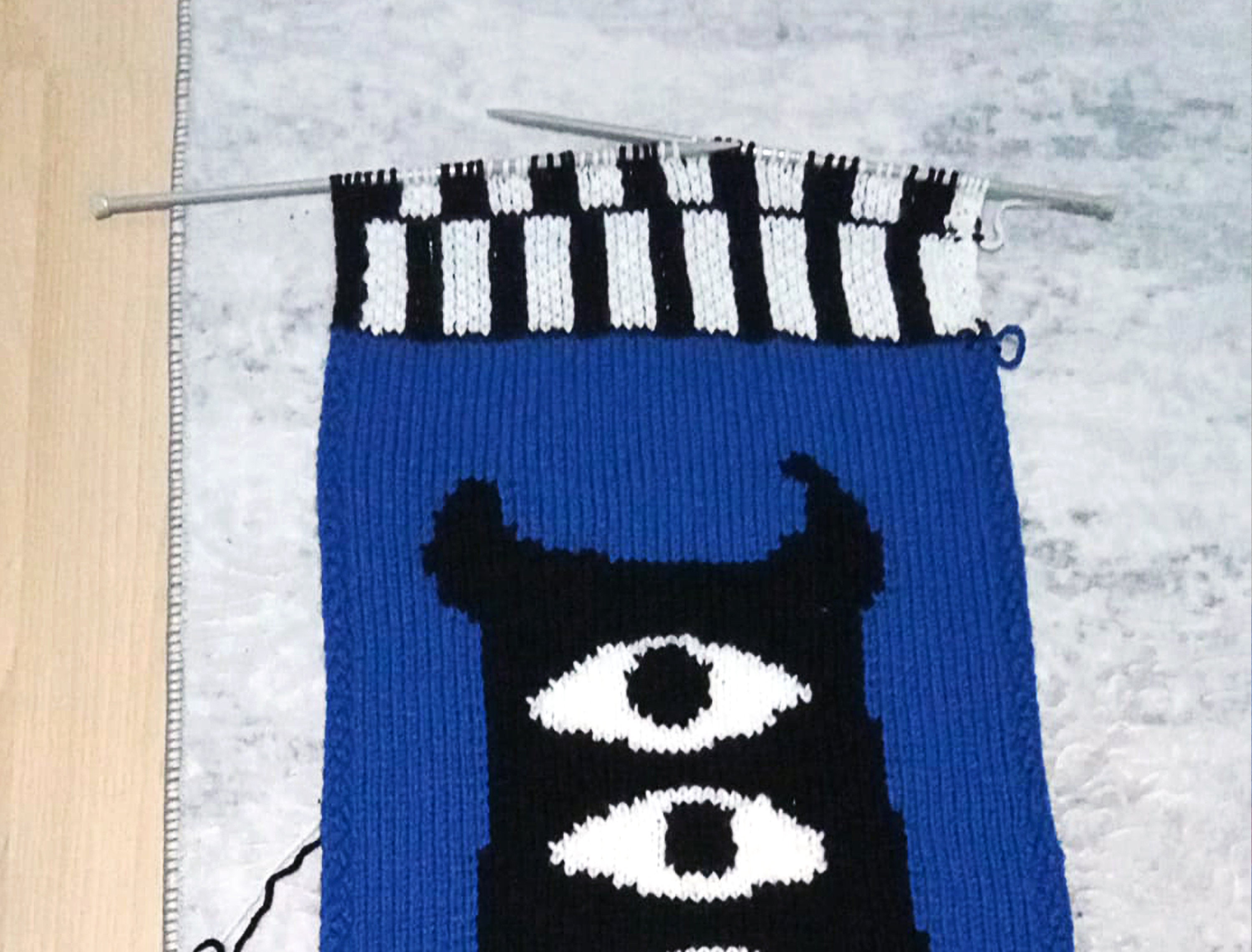 Hand Knit Scarf Unique Design Alien - Etsy