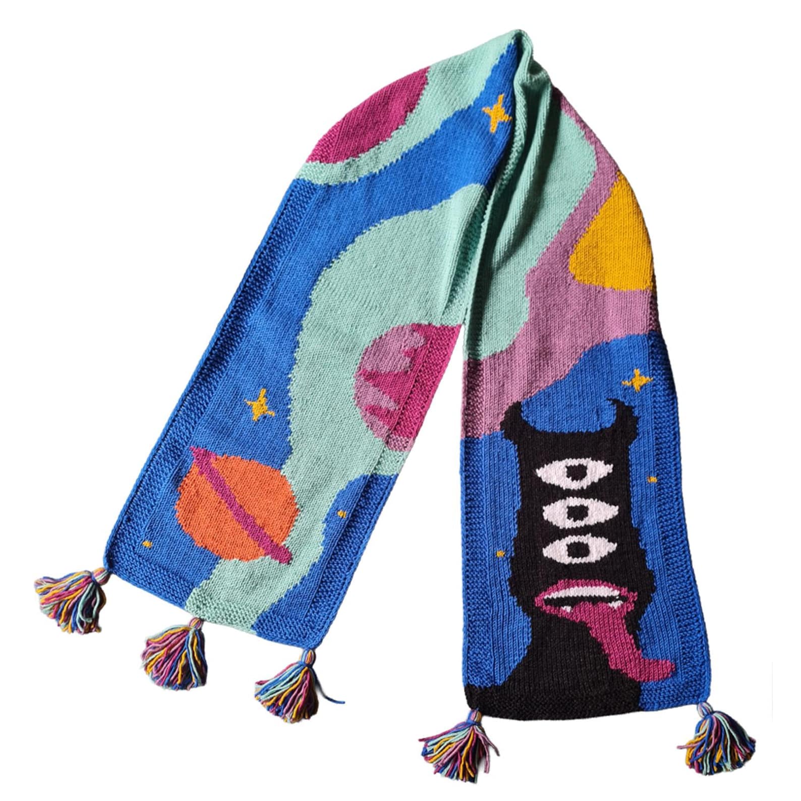 Hand Knit Scarf | Unique Design | Alien - Etsy