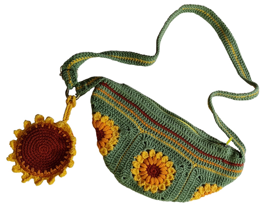 Hand-knitted Fanny Pack / Waist Bag | Sunflower - Etsy