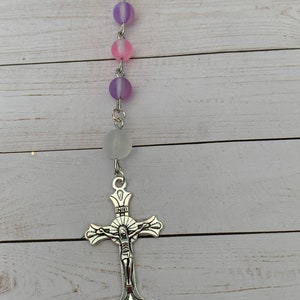 St Maria Goretti Rosary: Pink Purple Mermaid Glass, Catholic Gift - Etsy