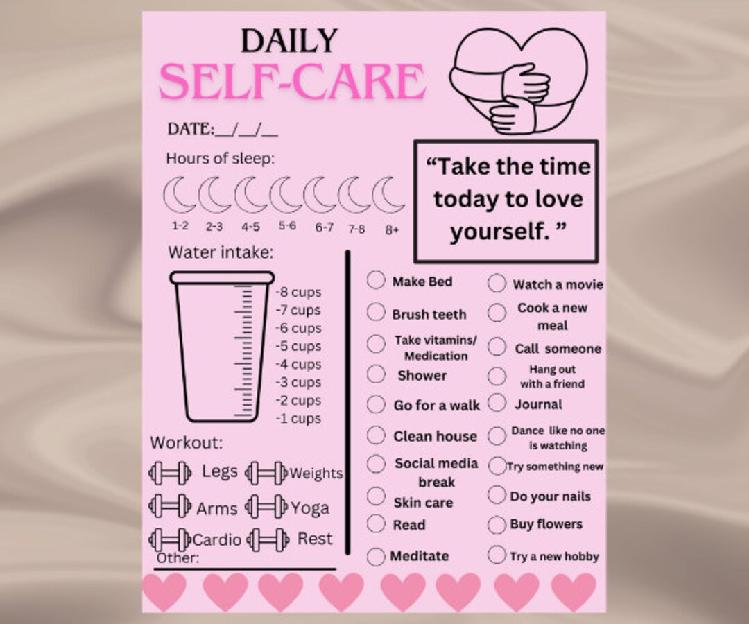Daily Self Care Checklist Printable Pdf Self Care List Self Care To