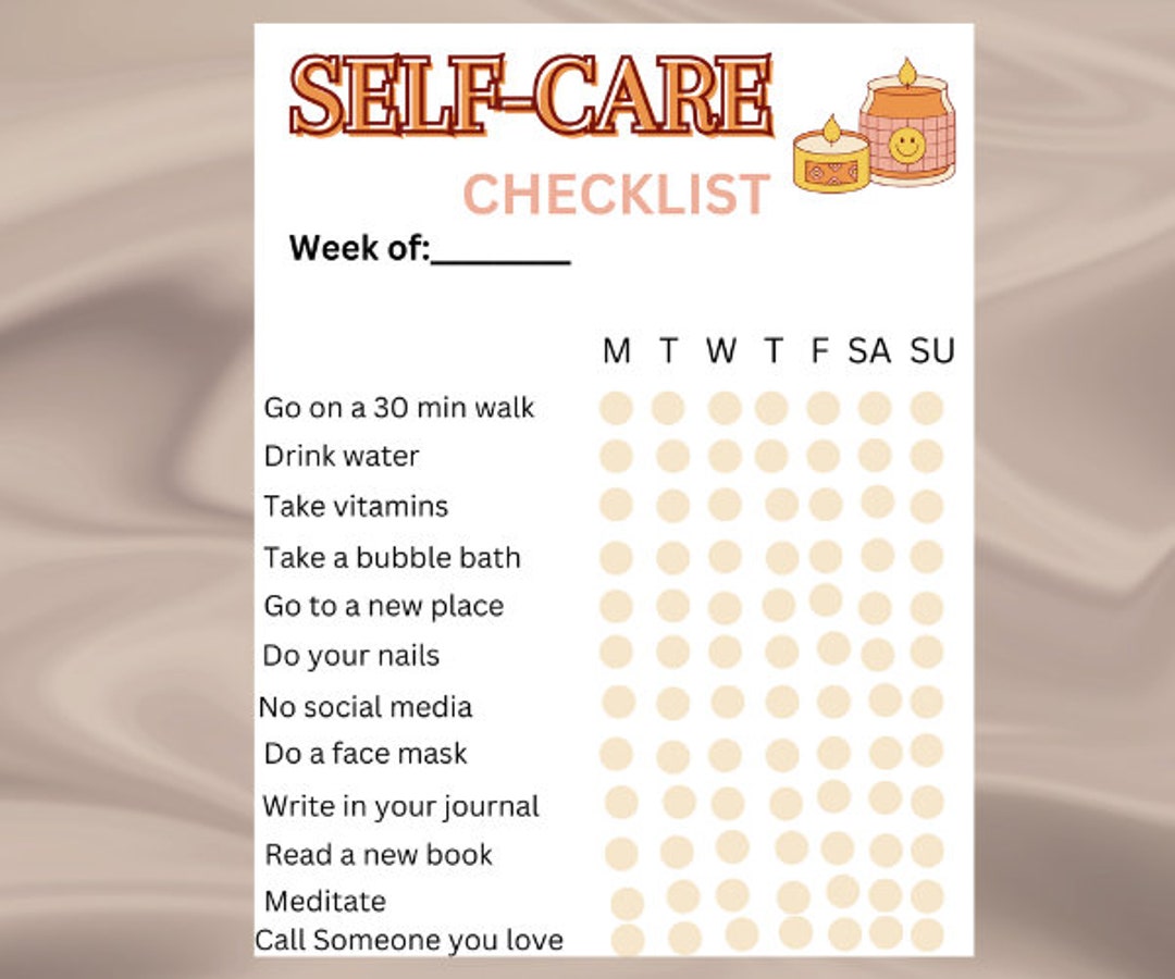 Weekly Self Care Checklist, Printable Pdf Self Care List, Self Care to ...