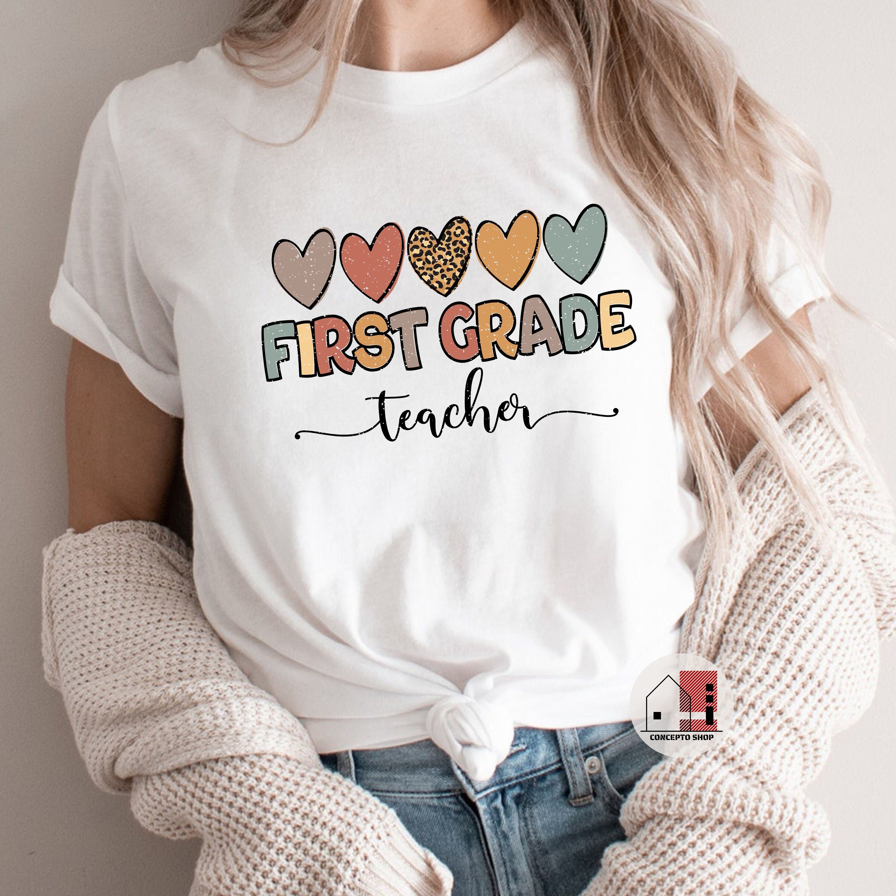 First Grade Teacher Shirt 1st Grade Teaching Tee Grade Level | Etsy