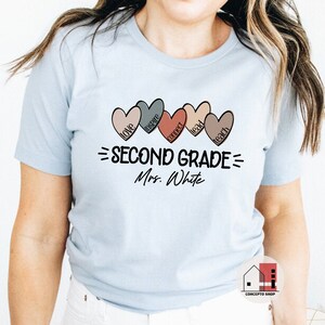 Customized Second Grade Teacher Tee, Second Grade Teacher Shirt, Multi ...
