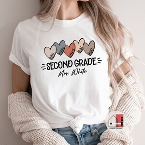 Customized Second Grade Teacher Tee, Second Grade Teacher Shirt, Multi ...