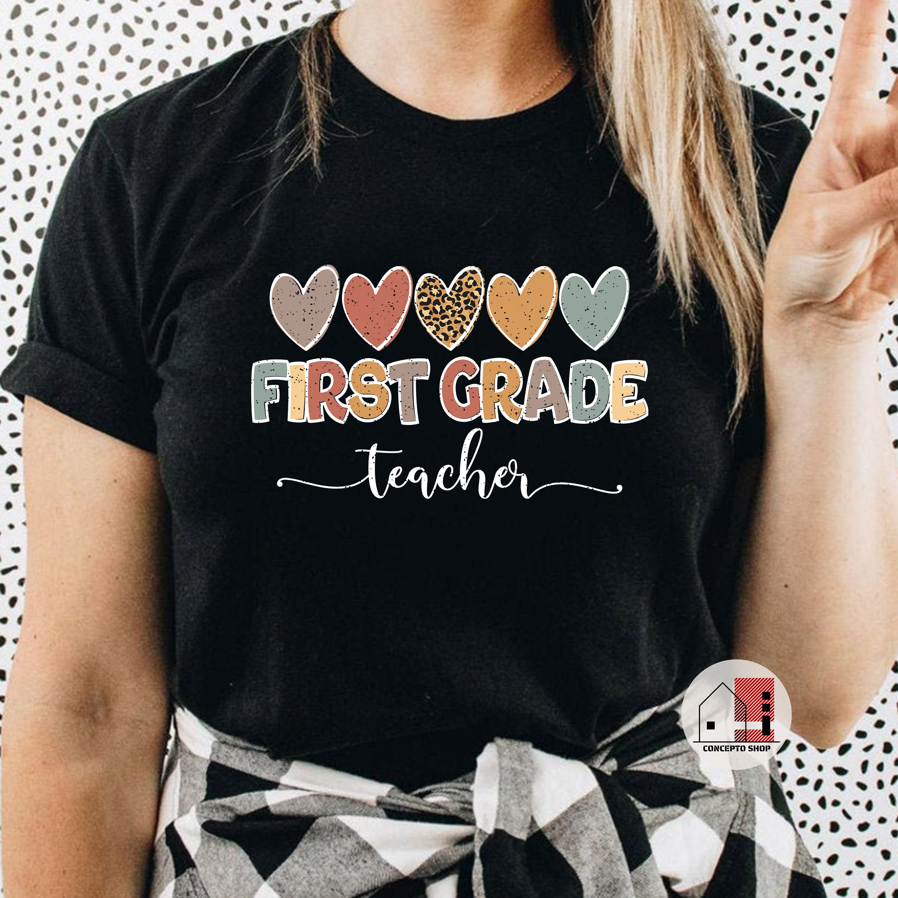 First Grade Teacher Shirt 1st Grade Teaching Tee Grade Level | Etsy