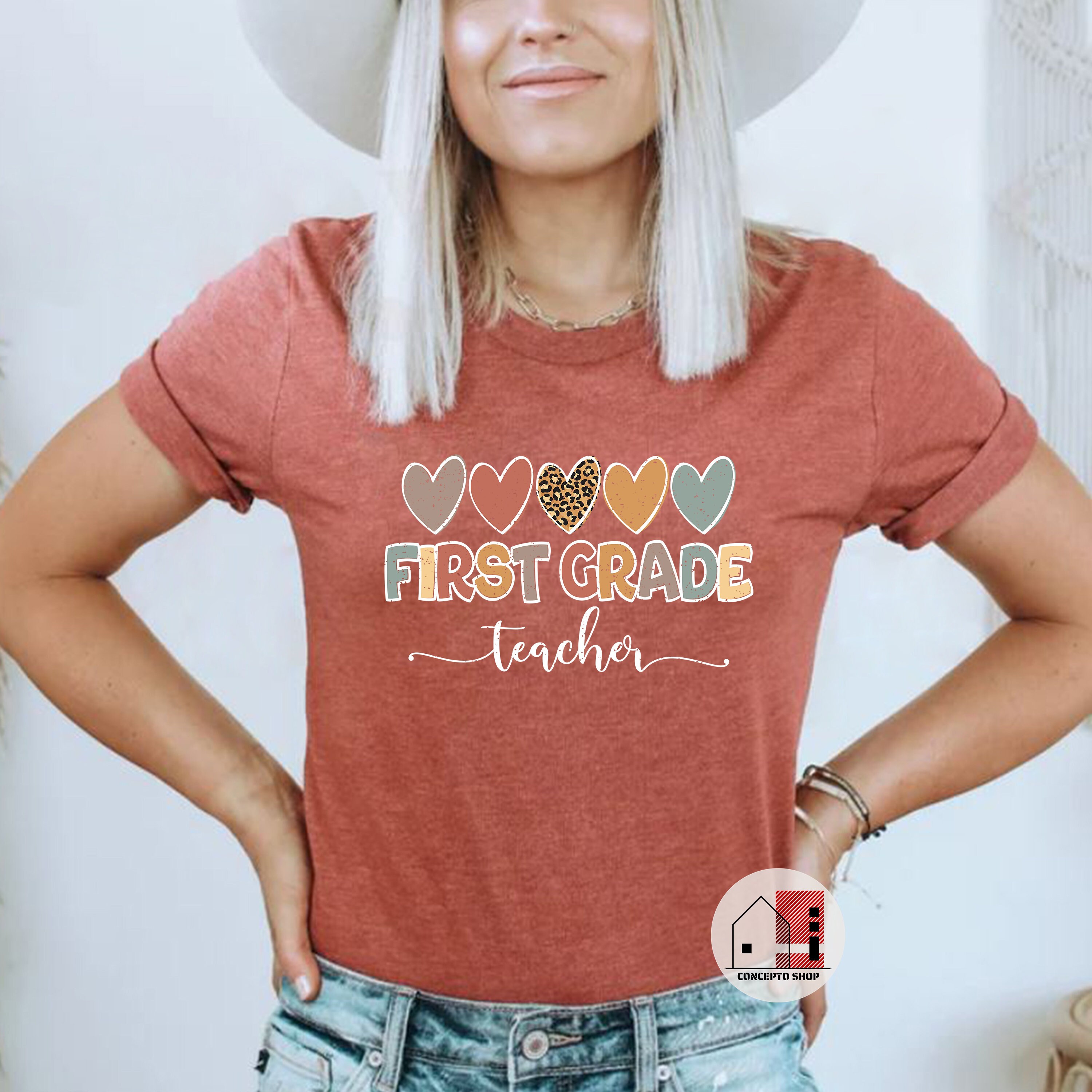 First Grade Teacher Shirt 1st Grade Teaching Tee Grade Level | Etsy