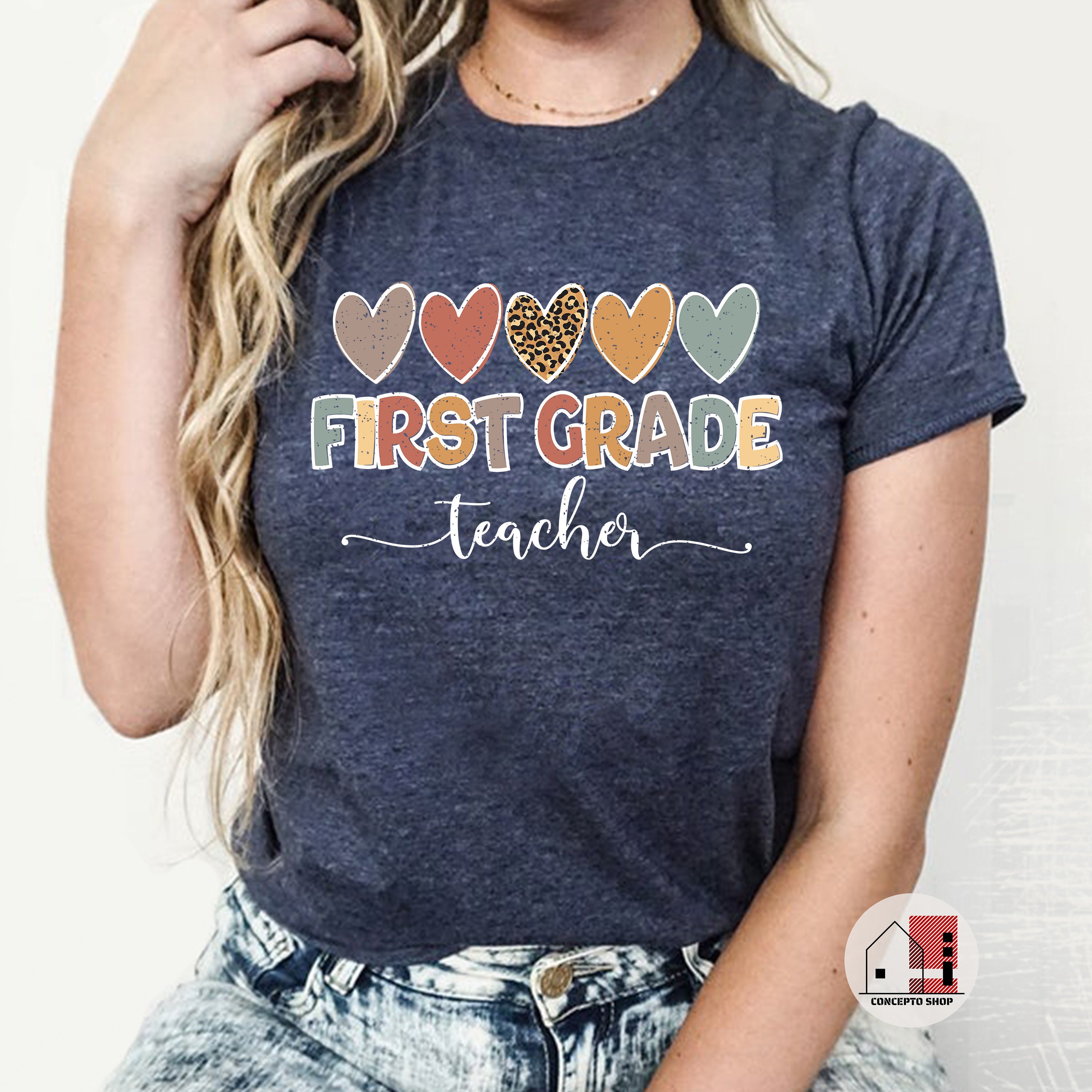 First Grade Teacher Shirt 1st Grade Teaching Tee Grade Level | Etsy