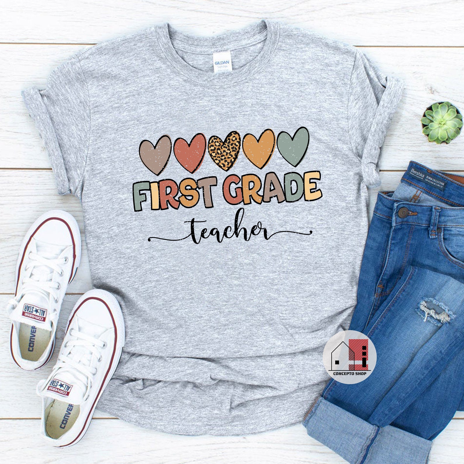 First Grade Teacher Shirt 1st Grade Teaching Tee Grade Level | Etsy