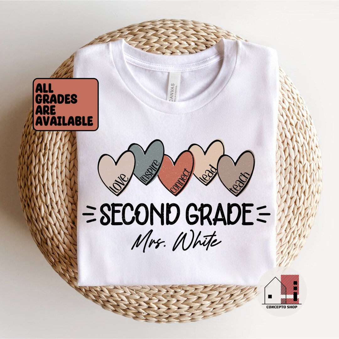 Customized Second Grade Teacher Tee, Second Grade Teacher Shirt, Multi ...