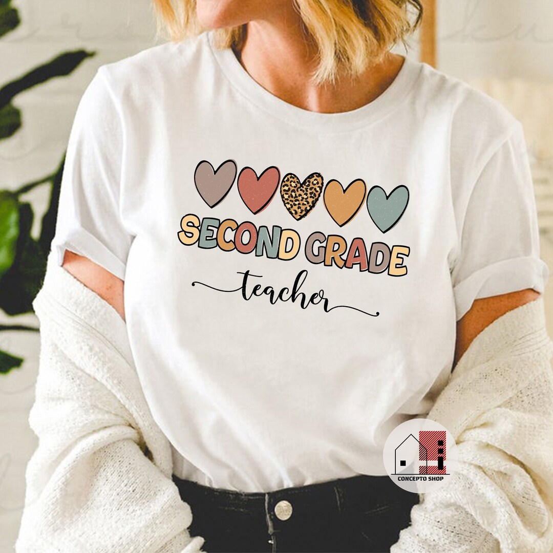 Second Grade Teacher Shirt, 2nd Grade Teaching Tee, Grade Level Shirt ...