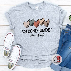 Customized Second Grade Teacher Tee, Second Grade Teacher Shirt, Multi ...