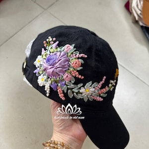 Embroidered Baseball Cap Women, Ribbon Embroidery Art - Etsy