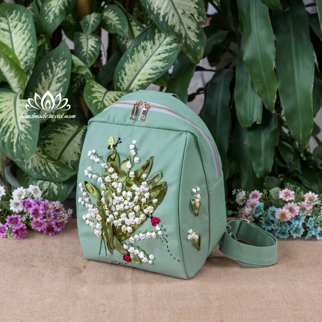 Backpack Embroidered With Lily of the Valley Ruggedly Handcrafted ...