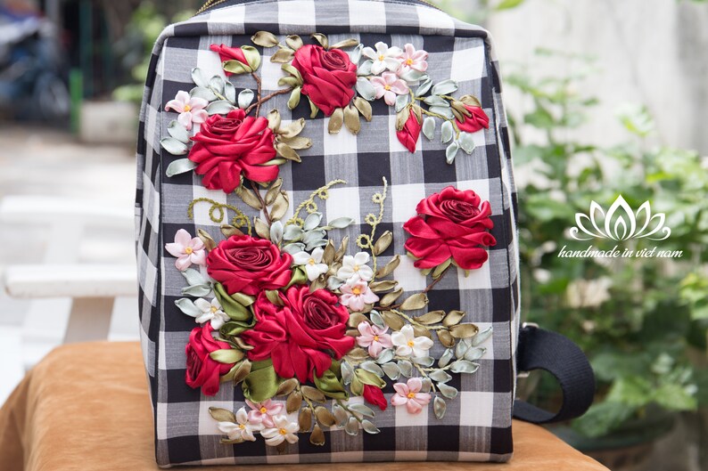 Embroidered Backpack Ribbon Embroidery Backpack Embroidery - Etsy