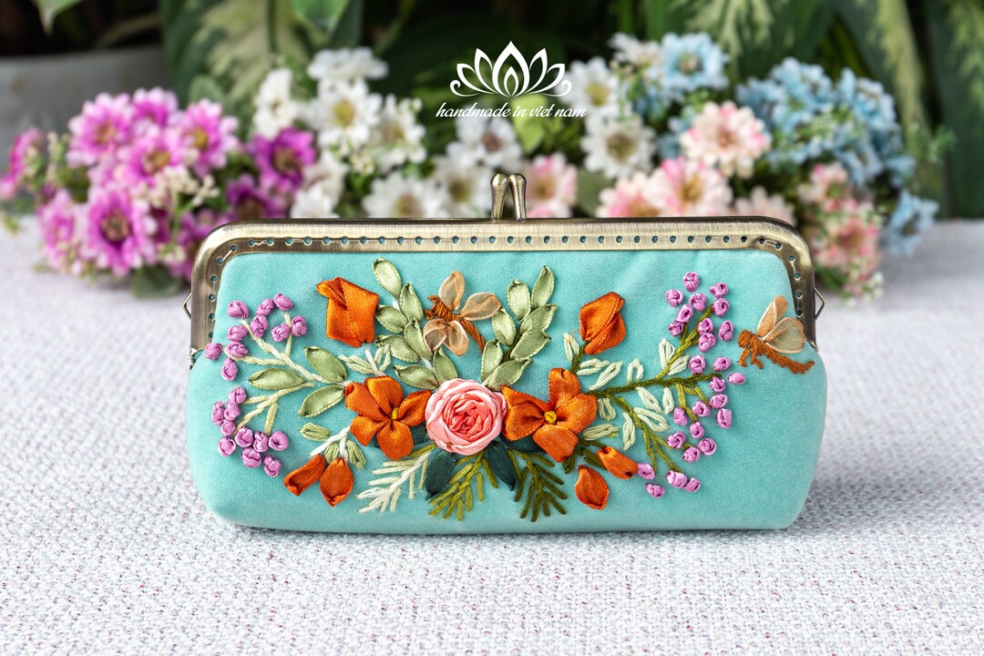 Embroidered Eyeglass Purse, Pencil Case, Multipurpose Kiss Lock Purse ...