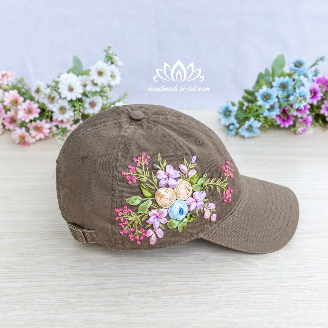 Embroidered Baseball Cap Women, Ribbon Embroidery Art - Etsy