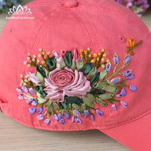 Embroidered Baseball Cap Women, Ribbon Embroidery Art - Etsy