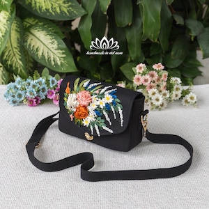 Small Mini Box Bag With Crossbody Strap, Embroidered Mini Box Bag - Etsy