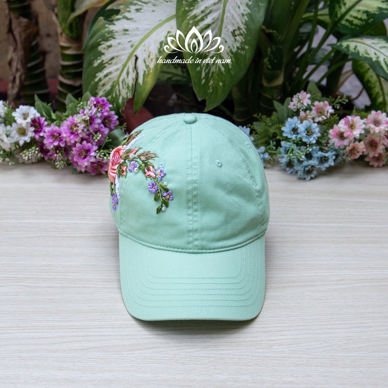 Embroidered Baseball Cap Women, Ribbon Embroidery Art - Etsy
